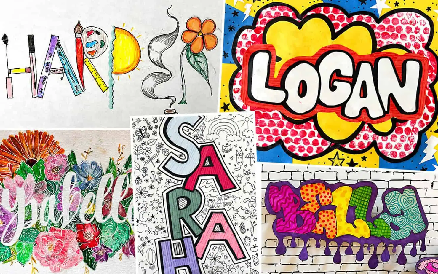 Name Art Lesson Ideas for Back to School - Art With Trista