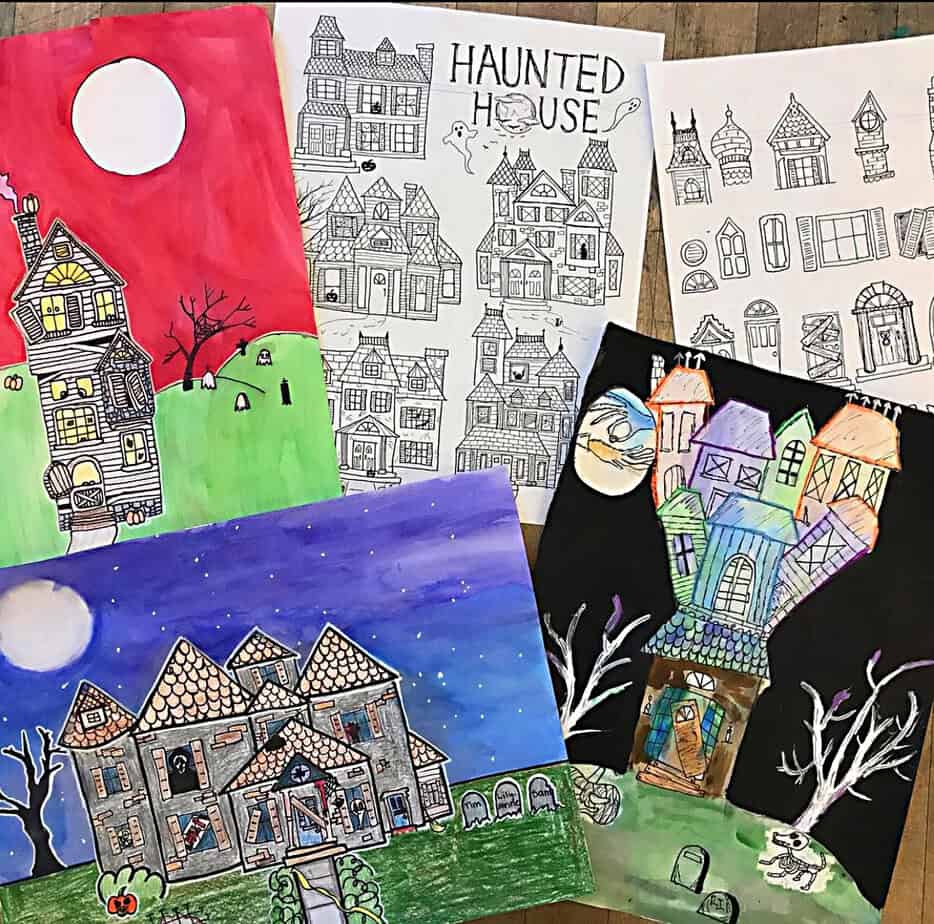 Haunted House Art: A Student Favorite Halloween Art Lesson - Art With ...